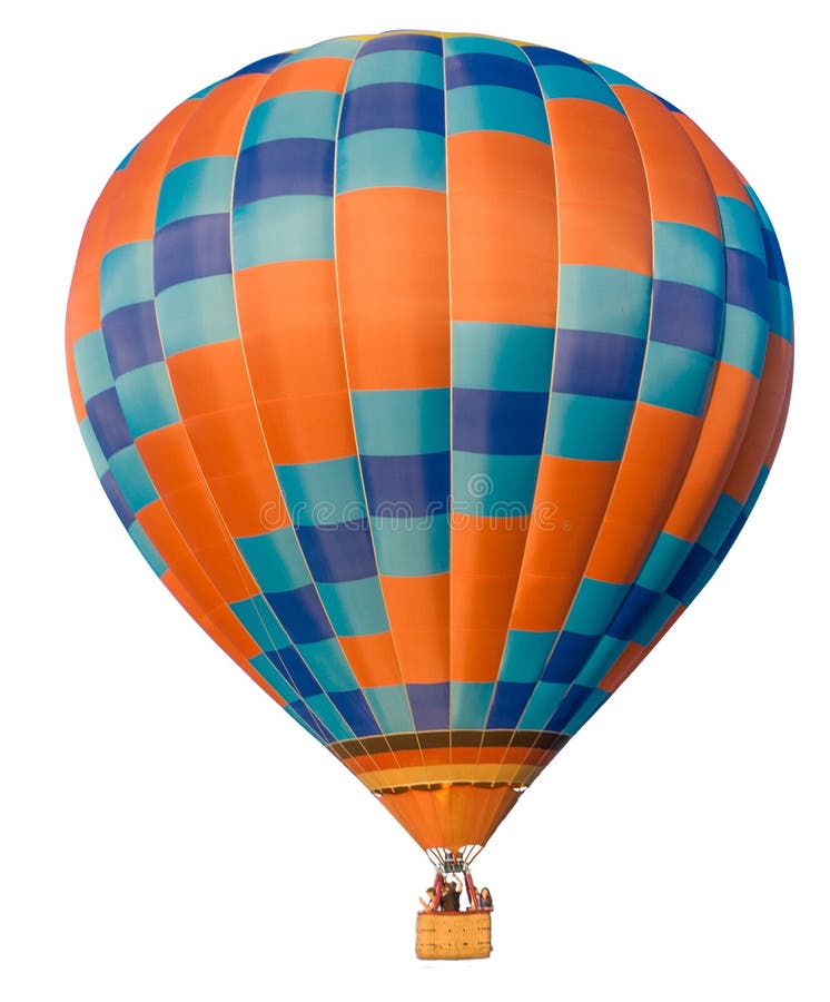 Hot Air Balloon Orange and Blue on White Background Stock Image - Image ...