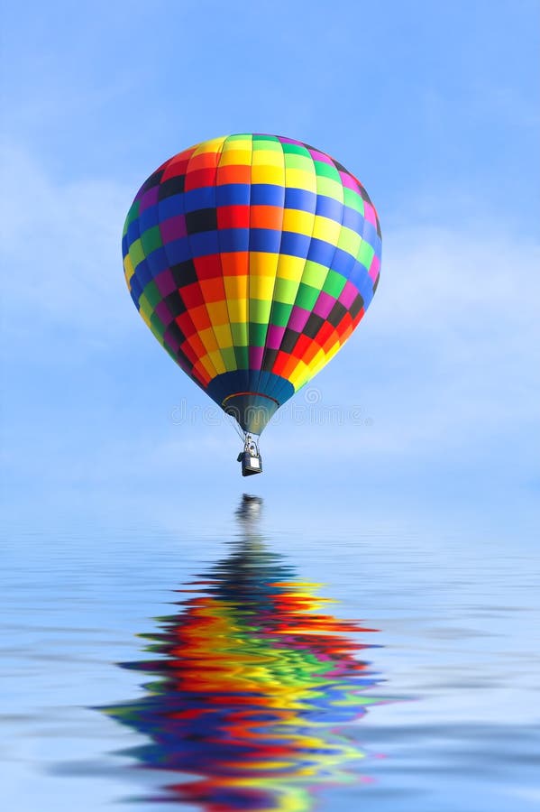 Hot Air Balloon over water stock photo. Image of balloon - 2628746