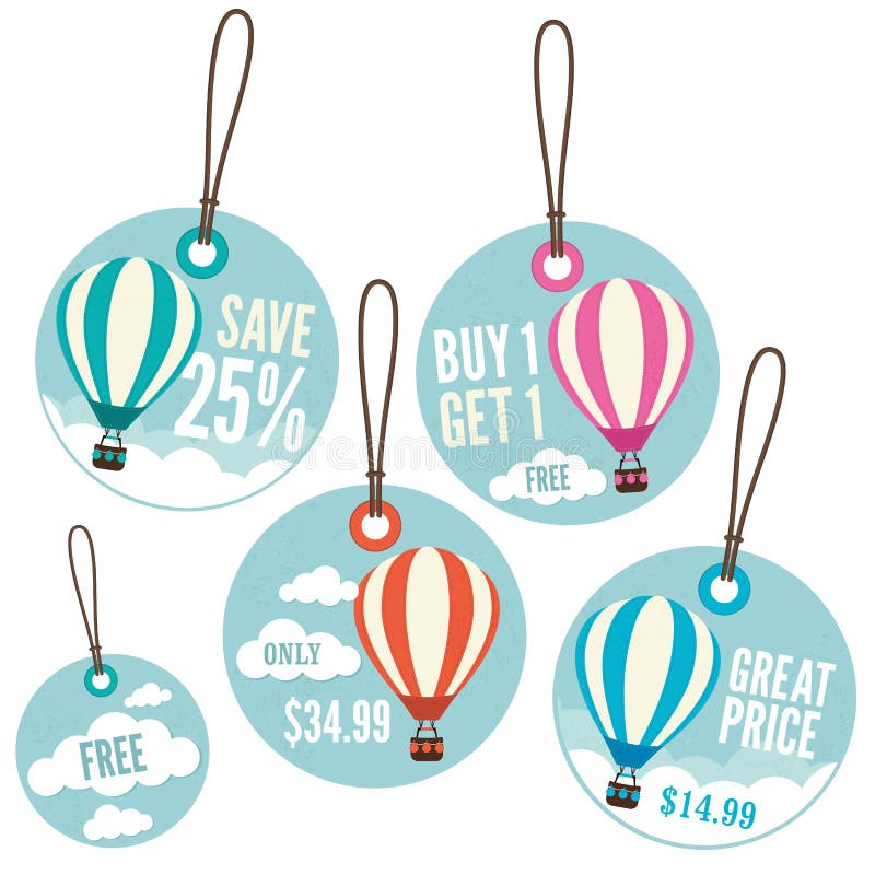 Hot Air Balloon Retail Price Tags Stock Vector - Illustration of summer ...