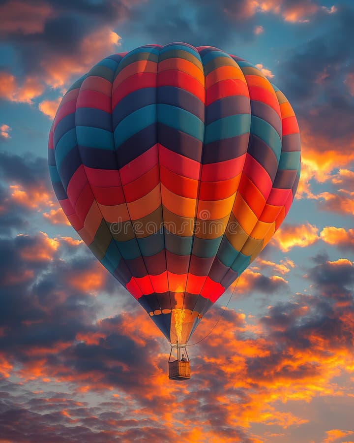 Hot Air Balloon Soaring Skyward. Stock Image - Image of high ...