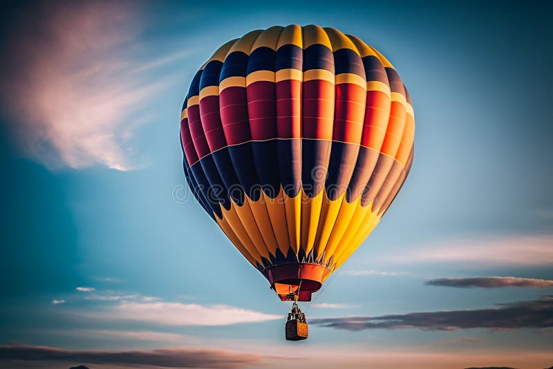 Hot Air Balloon in the Sunset Evening Sky and Pure Cloud Copy Space ...