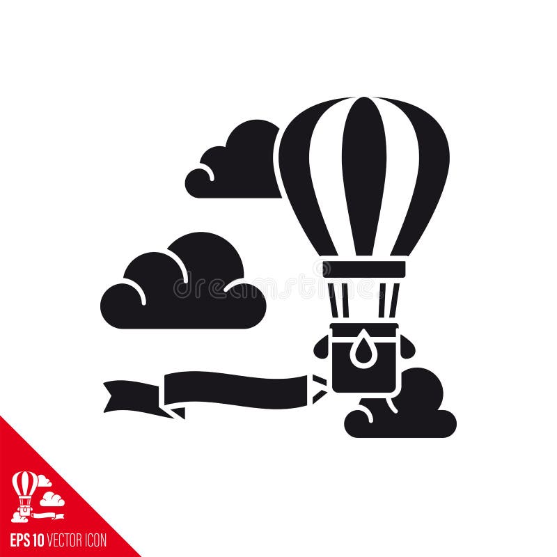 Hot Air Balloon Vector Glyph Icon Stock Vector - Illustration of vector ...