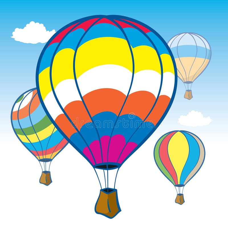 Vector Hot Air Balloons in the Sky Stock Vector - Illustration of ...