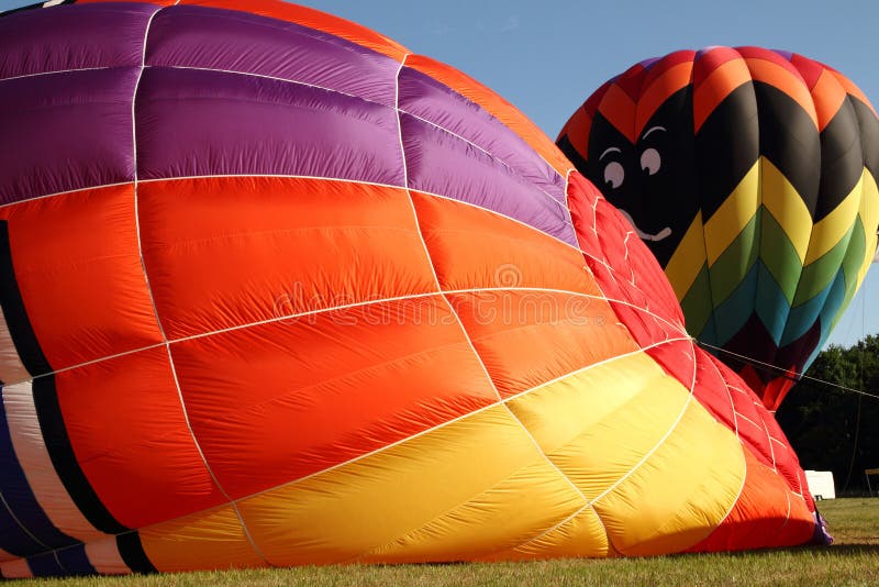 Hot Air Balloons Getting Inflated for Flight. Stock Image - Image of ...