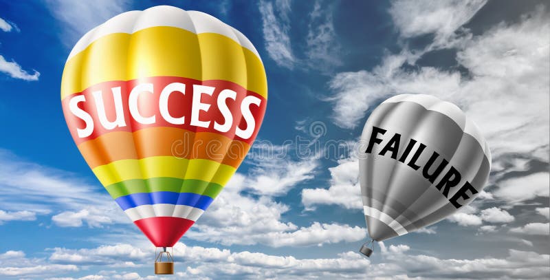 Hot Air Balloons with Success and Failure Concept. Abstract Background ...