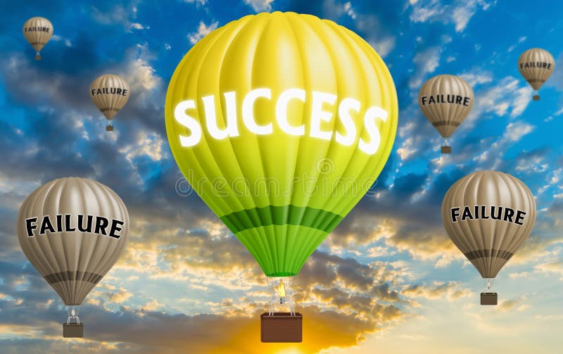 Hot Air Balloons with Success and Failure Concept. Abstract Background ...