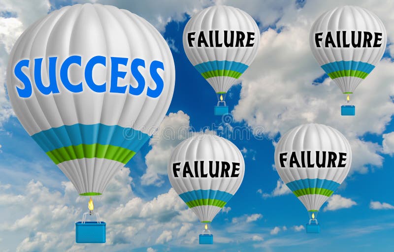 Hot Air Balloons with Success and Failure Concept. Abstract Background ...
