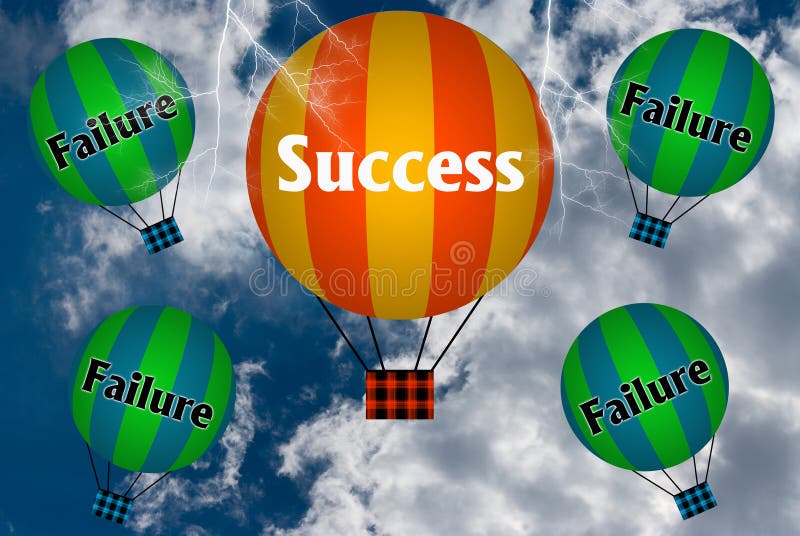 Hot Air Balloons with Success and Failure Concept. Abstract Background ...