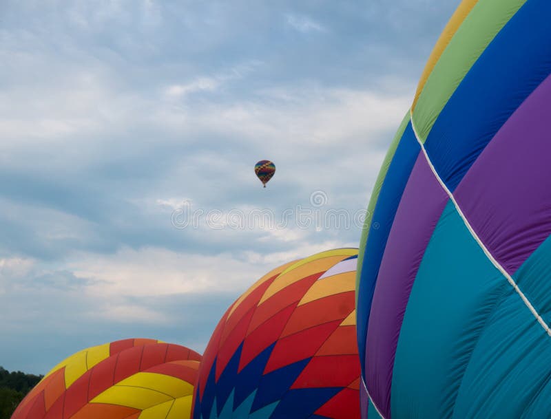 Hot Air Balloon Getting Fired Up To Inflate Stock Photo - Image of fire ...