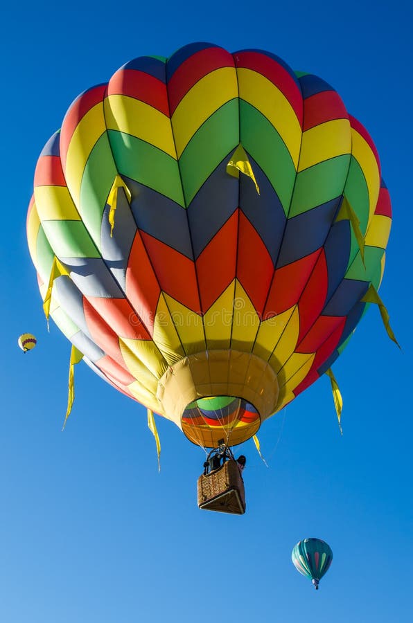 Hot air baloon in flight stock photo. Image of dawn, nevada - 57833672