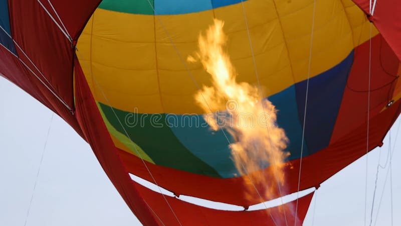 Hot Air Burning To the Air Balloon during the Flight Stock Footage ...