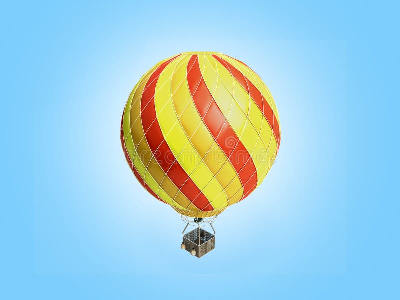 Hot Air Color Balloon 3d Render on Blue Background Stock Illustration ...