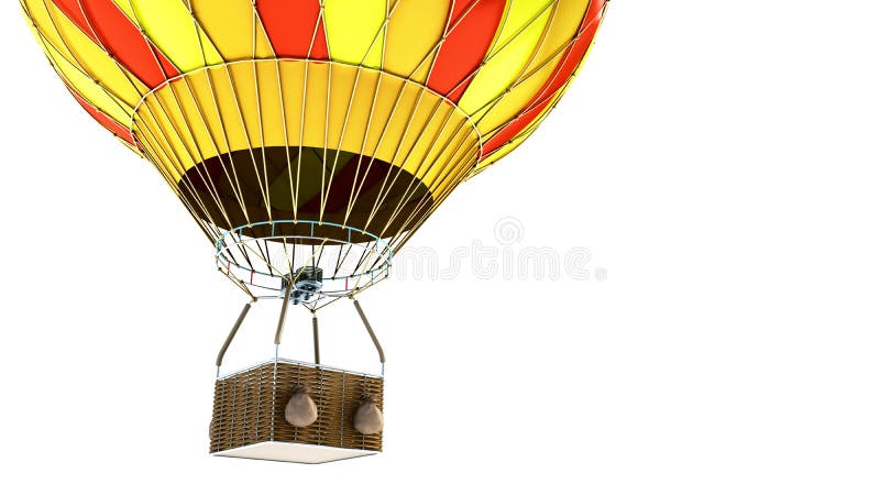 Hot Air Color Balloon 3d Render on White Background Stock Illustration ...