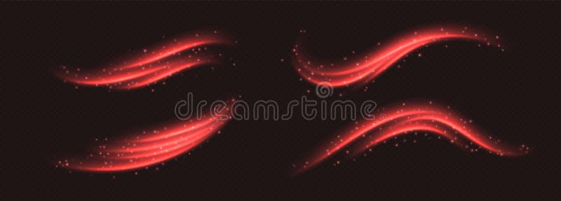 Hot Air Flow Effect, Warm Heating Wind. Red Light Trails with Sparkles ...