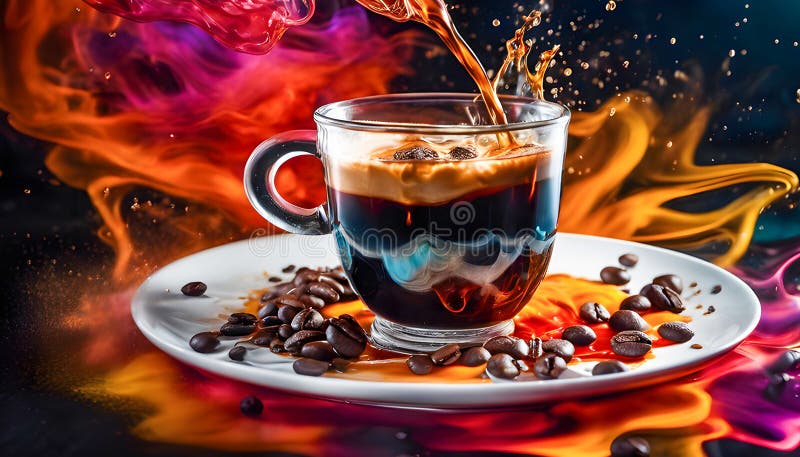 Hot Americano with a Beautiful and Charming Backdrop Stock Illustration ...