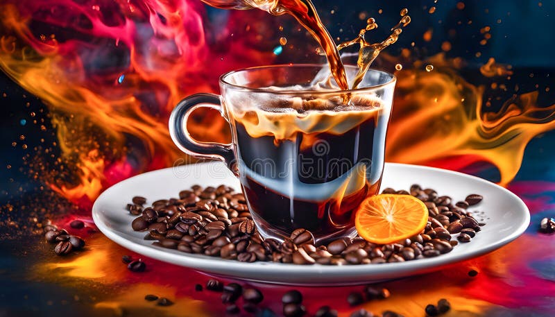 Hot Americano with a Beautiful and Charming Backdrop Stock Illustration ...