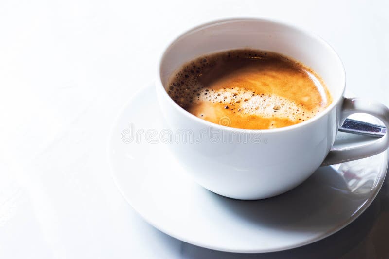 Hot Americano Coffee in White Cup Isolated on a White Table Stock Image ...