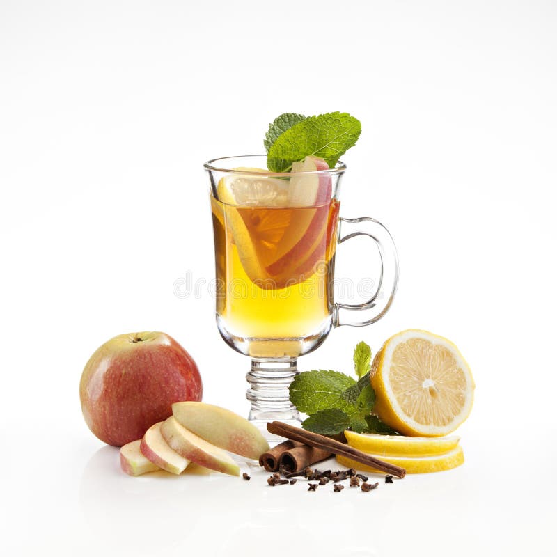 Hot apple-lemon tea stock photo. Image of herbal, cinnamon - 63553626