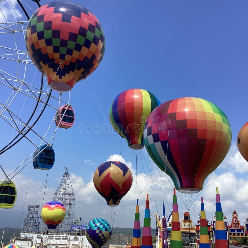 Hot Ballons and Carnival Landscape Stock Photo - Image of balloon ...