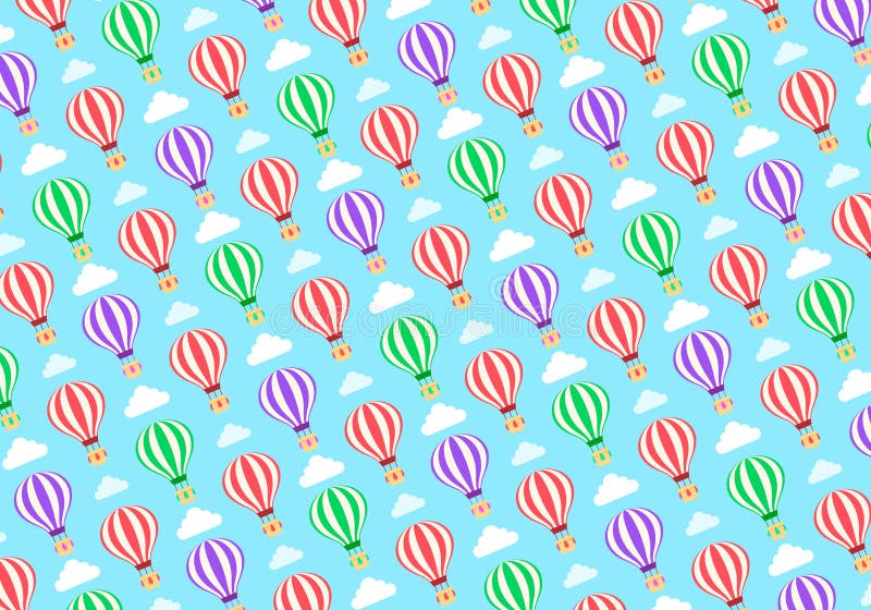 Hot Balloons Cute Pattern Design Stock Vector - Illustration of flight ...