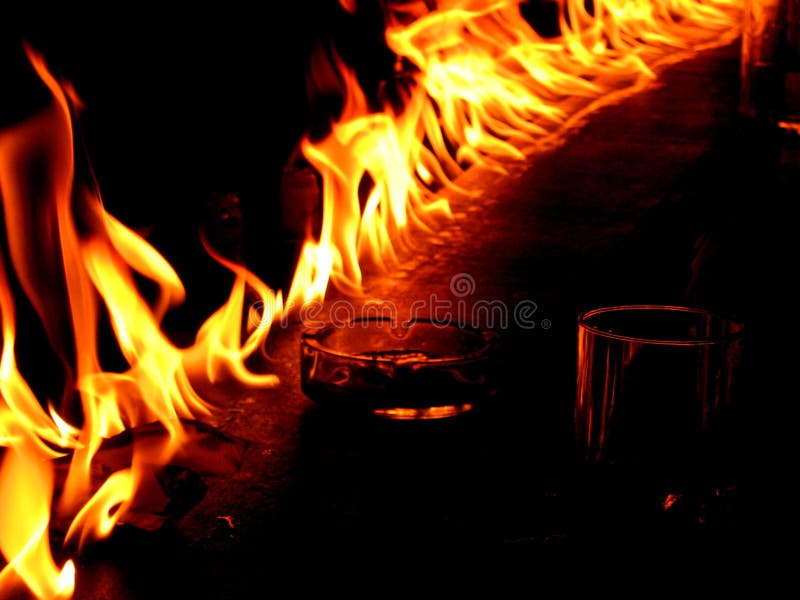 Fire in the bar stock image. Image of colourful, bartender - 1683673