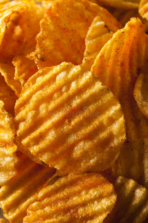 Barbeque Chips Spill Onto White Background Stock Image - Image of snack ...