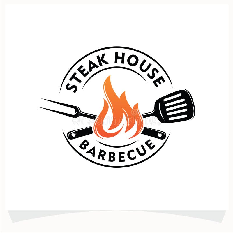 Hot BBQ Steak Grill House Logo Design Template Stock Vector ...