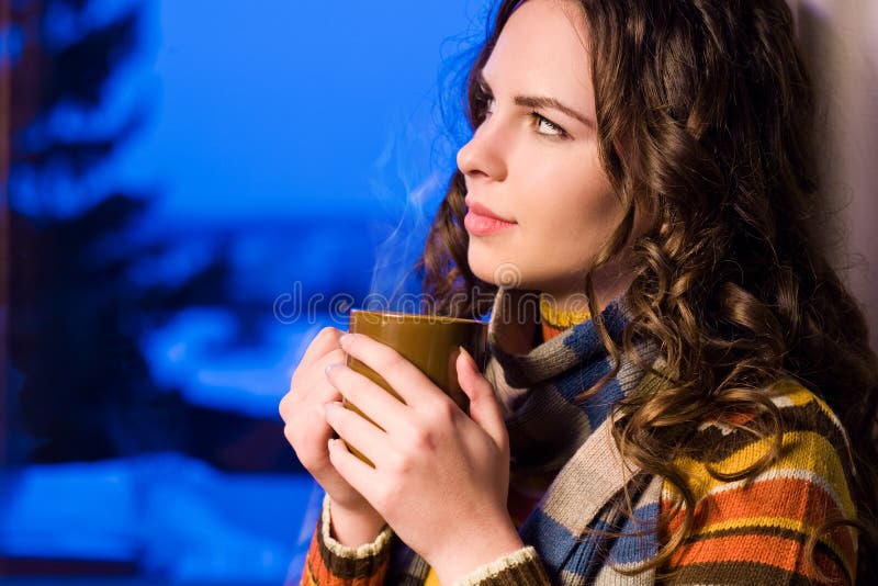 Hot beverage. stock photo. Image of evening, scarf, dreamy - 28775190