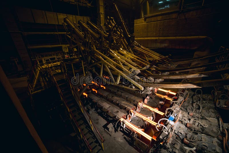 Hot Billet Bloom Continuous Casting, Also Called Strand Casting. Stock ...