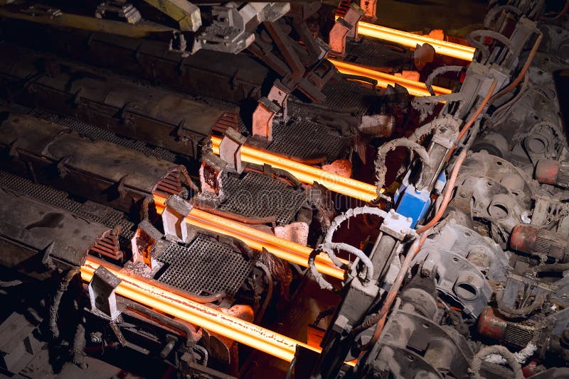 Hot Billet Bloom Continuous Casting, Also Called Strand Casting. Stock ...