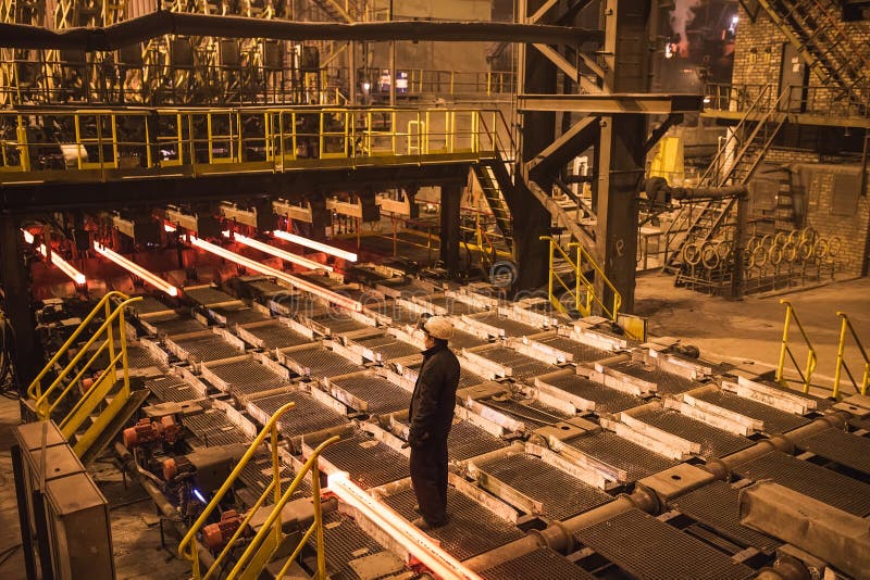 Hot Billet Bloom Continuous Casting, Also Called Strand Casting. Stock ...