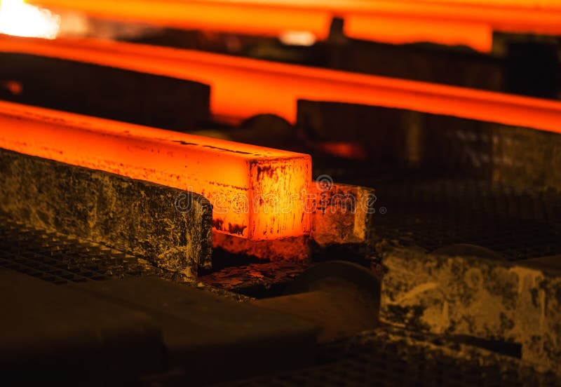 Hot Billet Bloom Continuous Casting, Also Called Strand Casting. Stock ...