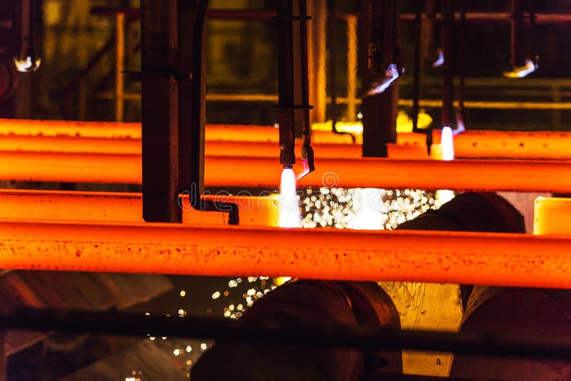 Hot Billet Bloom Continuous Casting, Also Called Strand Casting. Stock ...