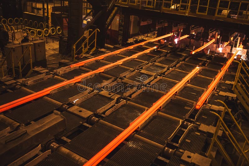 Hot Billet Bloom Continuous Casting, Also Called Strand Casting. Stock ...