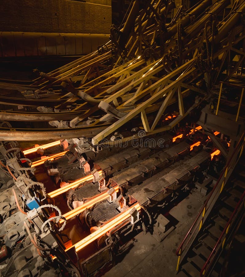 Hot Billet Bloom Continuous Casting, Also Called Strand Casting. Stock ...