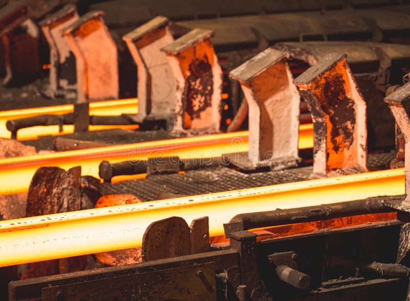 Hot Billet Bloom Continuous Casting, Also Called Strand Casting. Stock ...