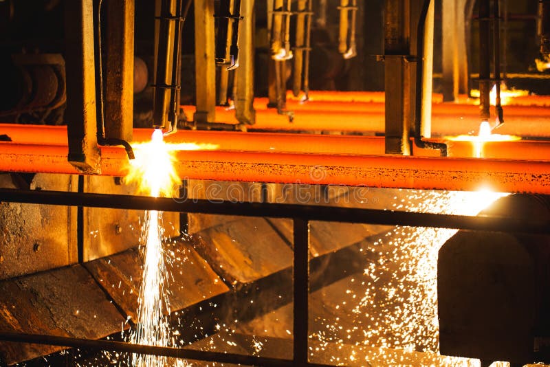 Hot Billet Bloom Continuous Casting, Also Called Strand Casting. Stock ...