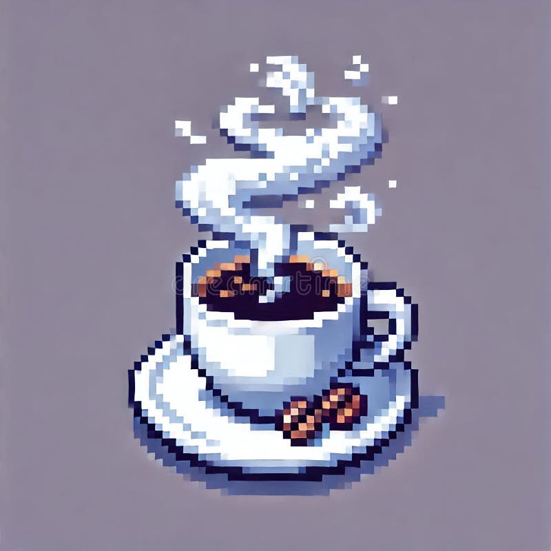 Hot Black Coffee Vector Design, Pixel Art Stock Illustration ...