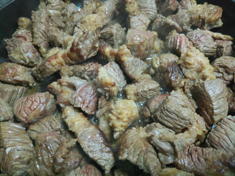 Cooked Beef in a Pan Ready To Serve Stock Image - Image of black, serve ...