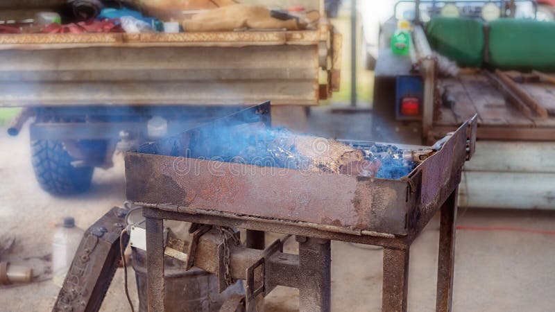Hot Blacksmith Forge for a Craftsman To Work Stock Photo - Image of ...