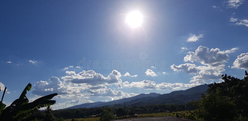 Hot, blue sky, evening. stock image. Image of sunng - 139803889