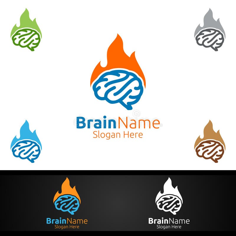 Hot Brain Technology Logo with Think Idea Concept Design Stock Vector ...