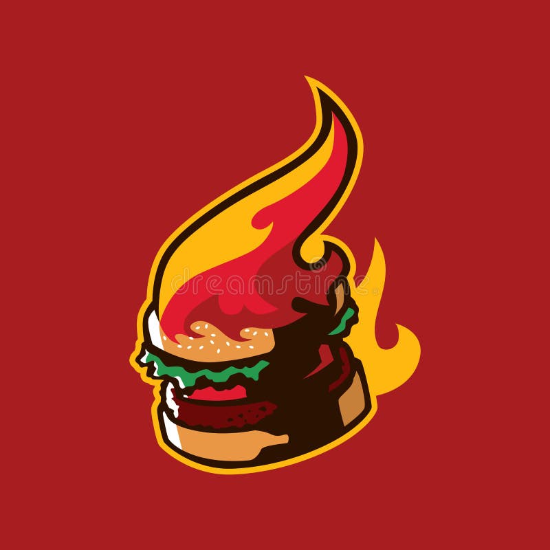 Hot Burger Fire Logo Designs Inspiration Isolated on White Background ...