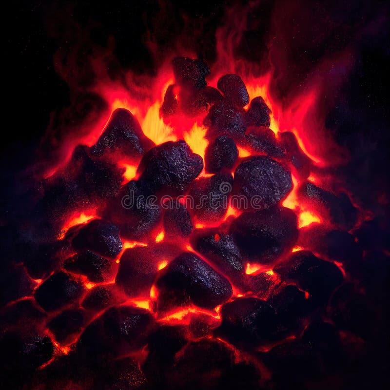 Hot Burning Coals. AI Render. Stock Illustration - Illustration of ...