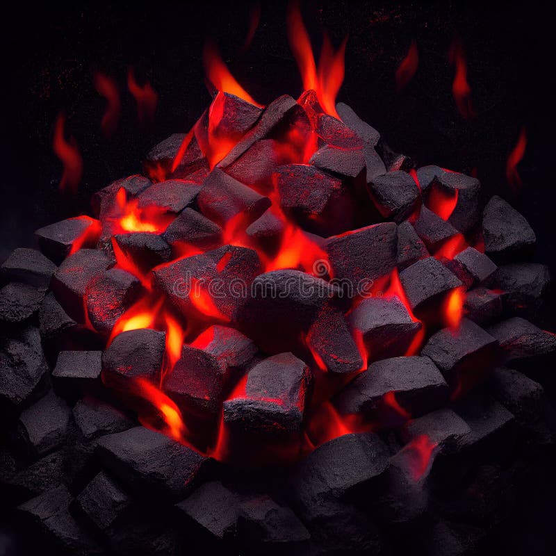 Hot Burning Coals. AI Render. Stock Image - Image of flame, blacksmith ...