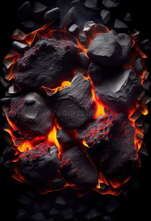 Hot Burning Coals. AI Render. Stock Illustration - Illustration of fire ...