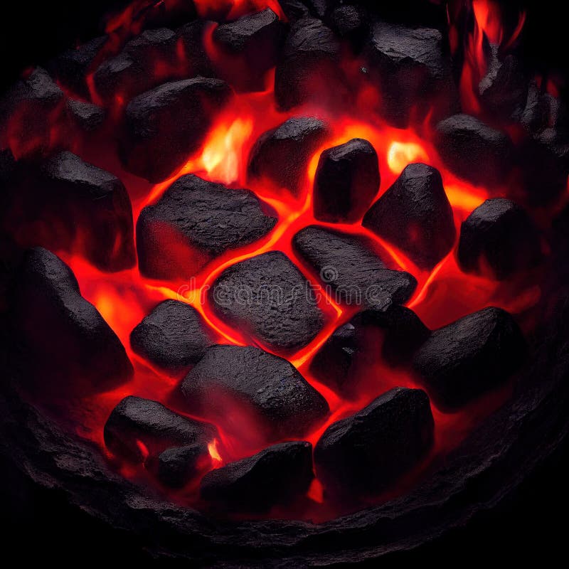 Hot Burning Coals. AI Render. Stock Illustration - Illustration of ...