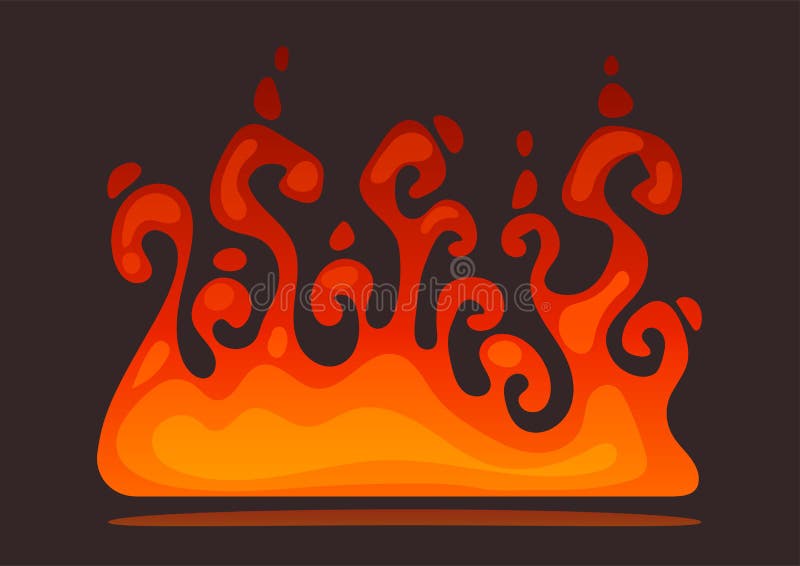Hot Burning Fire. Comic Cartoon Pattern of Burning Fire Flames Stock ...