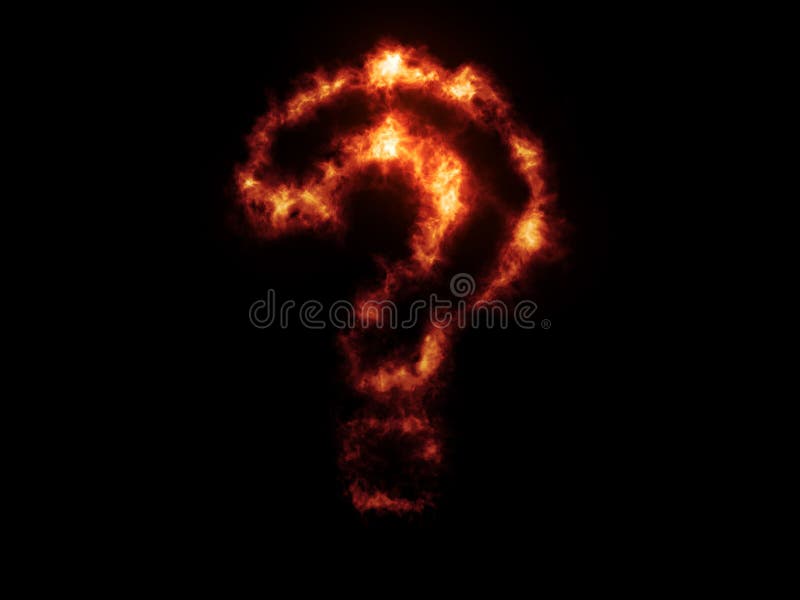 Hot Burning Flame of Question Mark Isolated on Black Background Stock ...