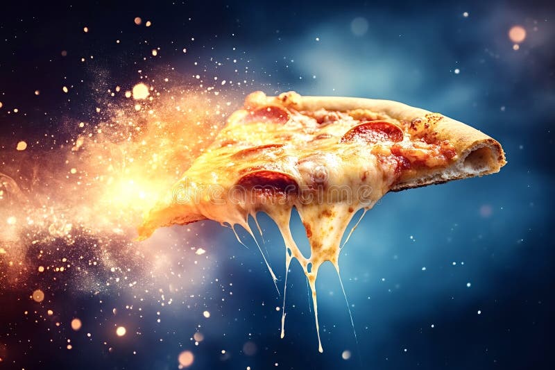 Hot Burning Pepperoni Pizza Slice with Melted Cheese Effect Stock Image ...